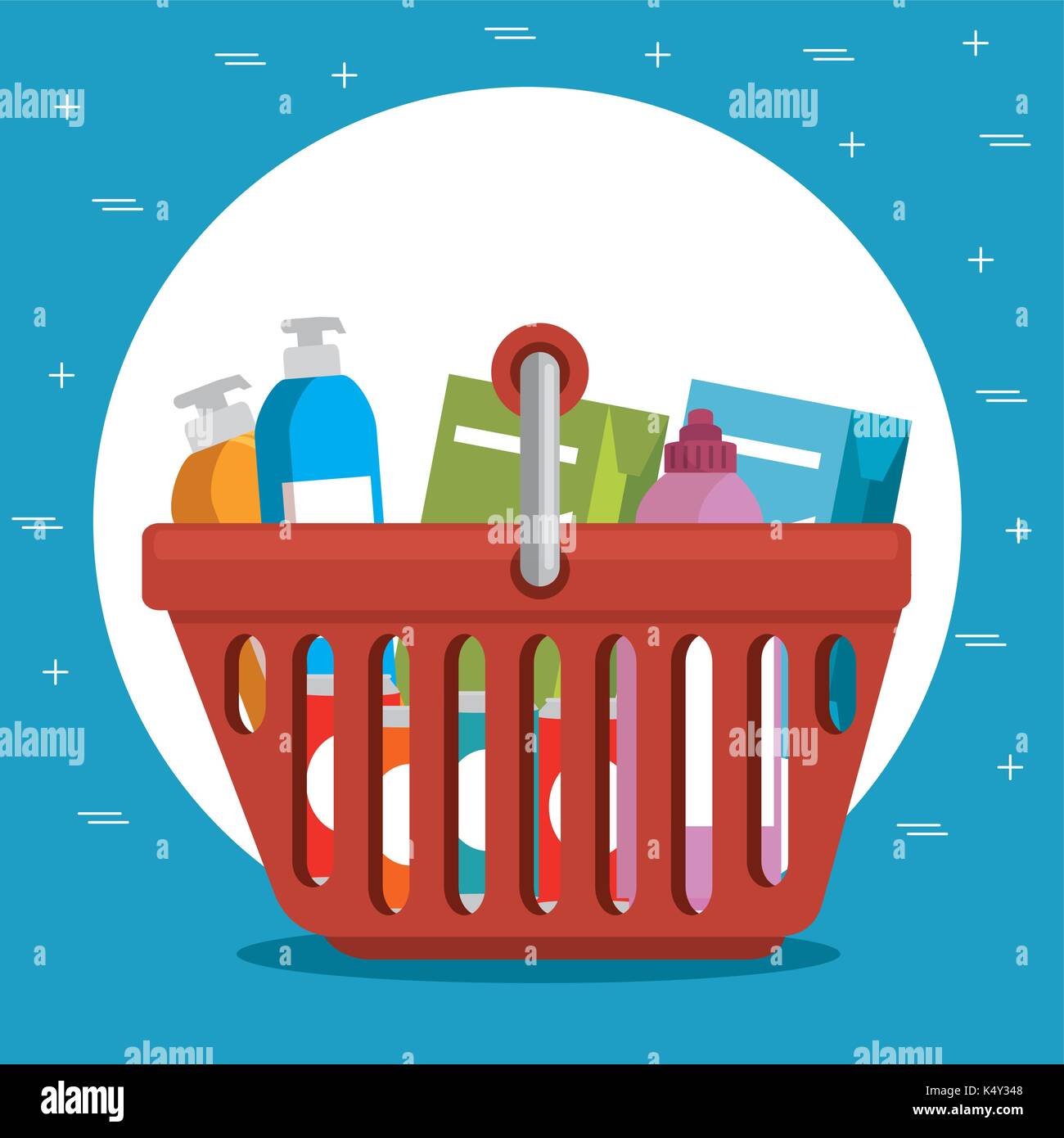 supermarket shopping basket cartoon Stock Vector Image & Art - Alamy