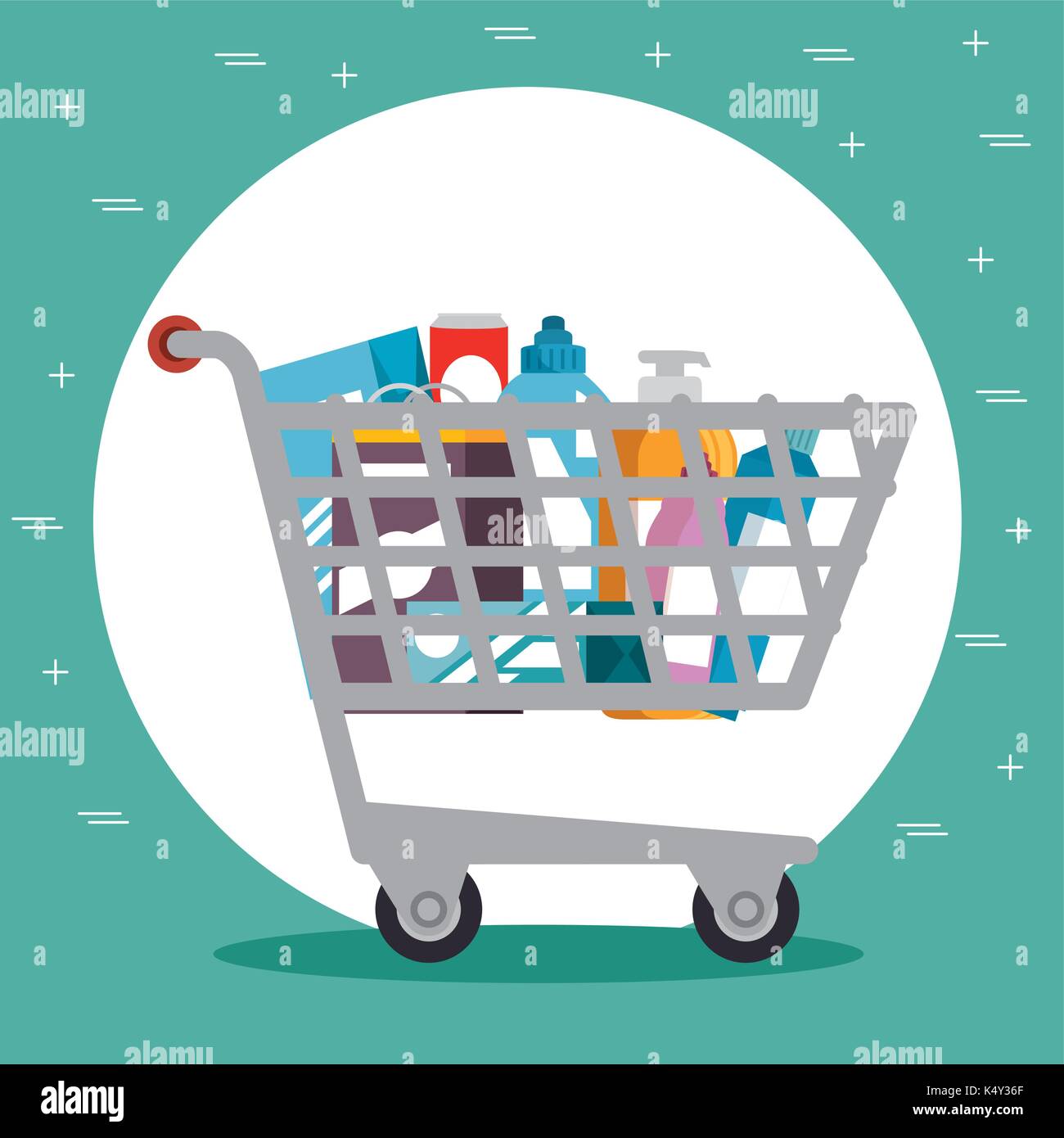 supermarket shopping trolley cartoon Stock Vector Image & Art - Alamy