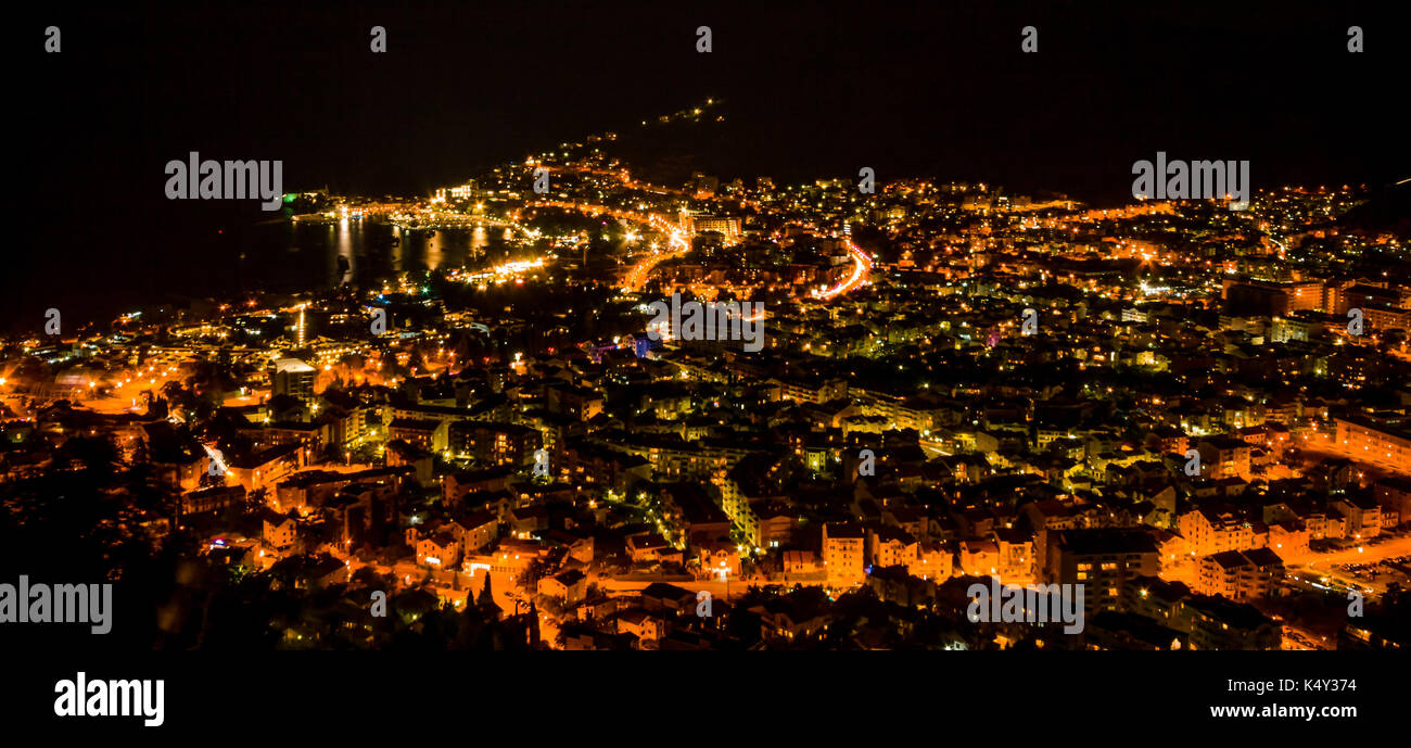 Budva in the night Stock Photo - Alamy