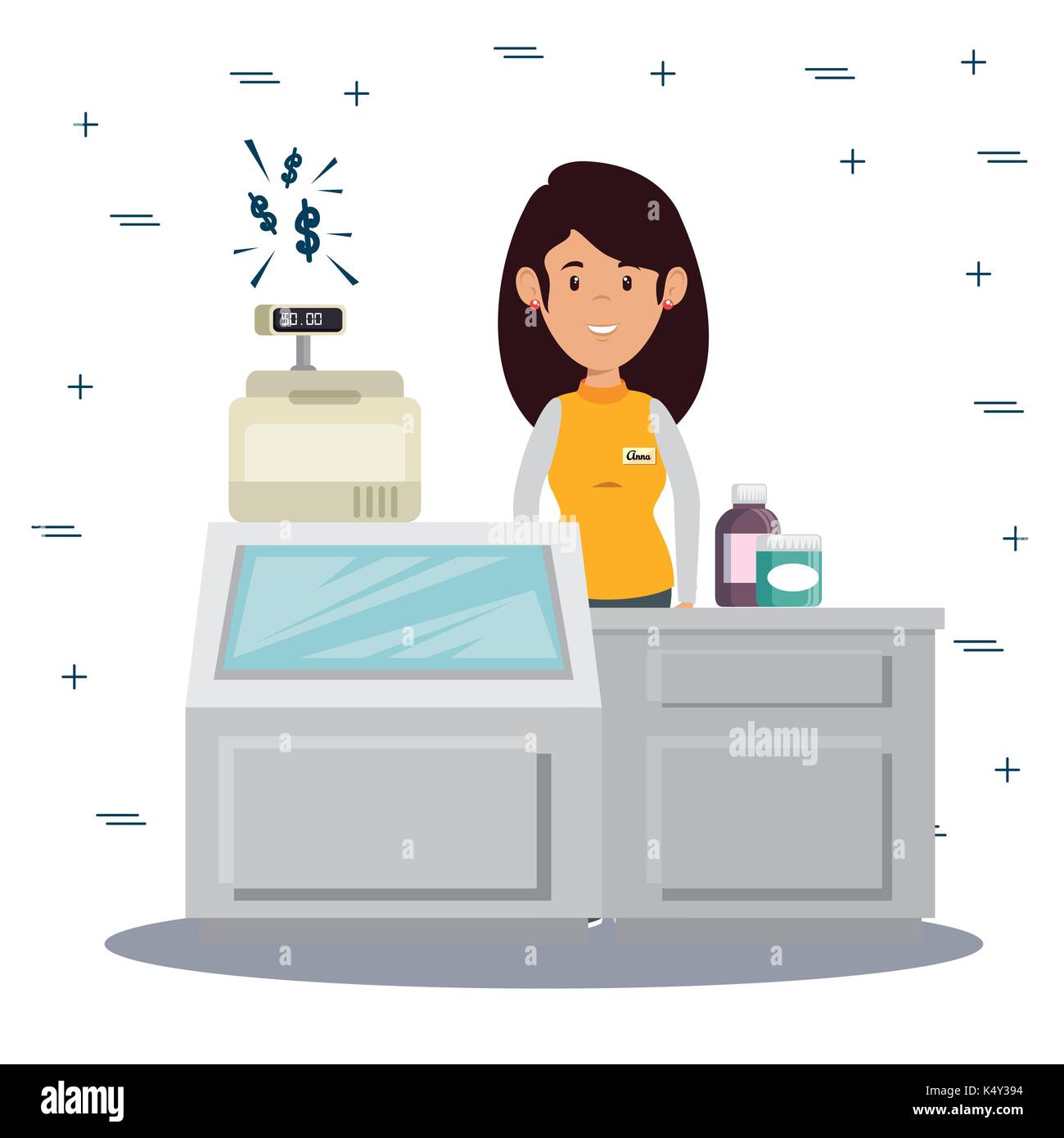 Paying in counter Stock Vector Images - Alamy