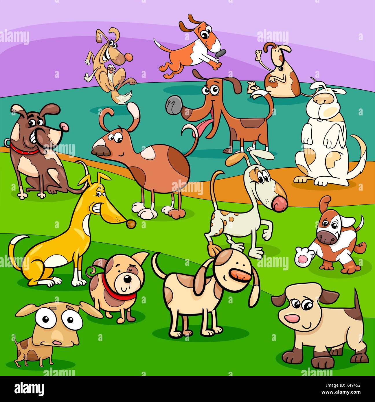 Cartoon Illustration of Spotted Dogs and Puppies Animal Characters ...