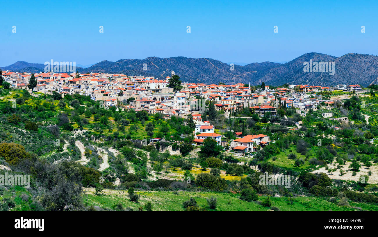 Panoramic view of Pano Lefkara village in Larnaca district, Cyprus ...