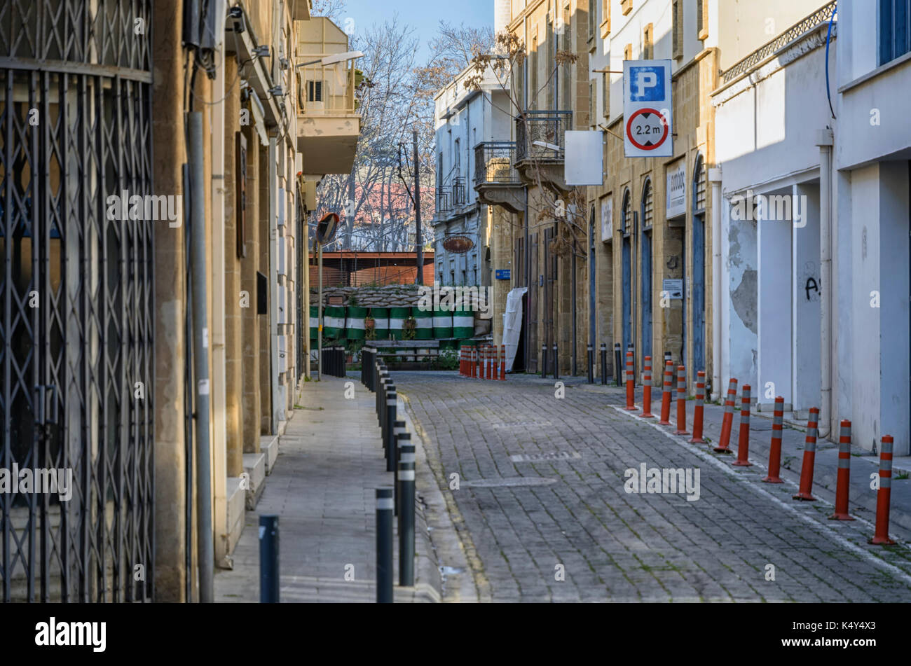 Nicosia, Cyprus on March 21, 2017: United Nations buffer zone (Green ...