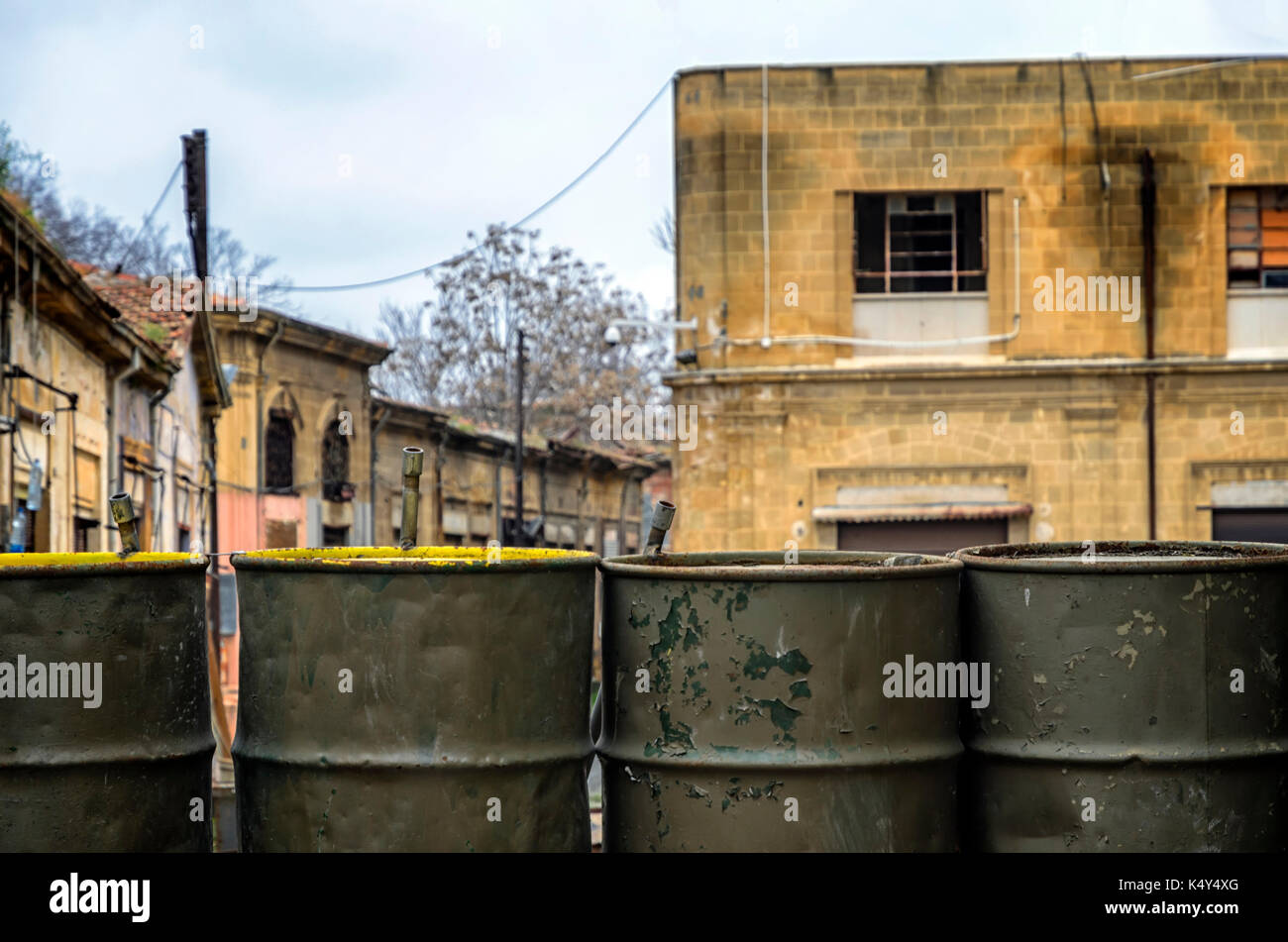 United Nations buffer zone (Green line) in Cyprus in Nicosia Stock ...