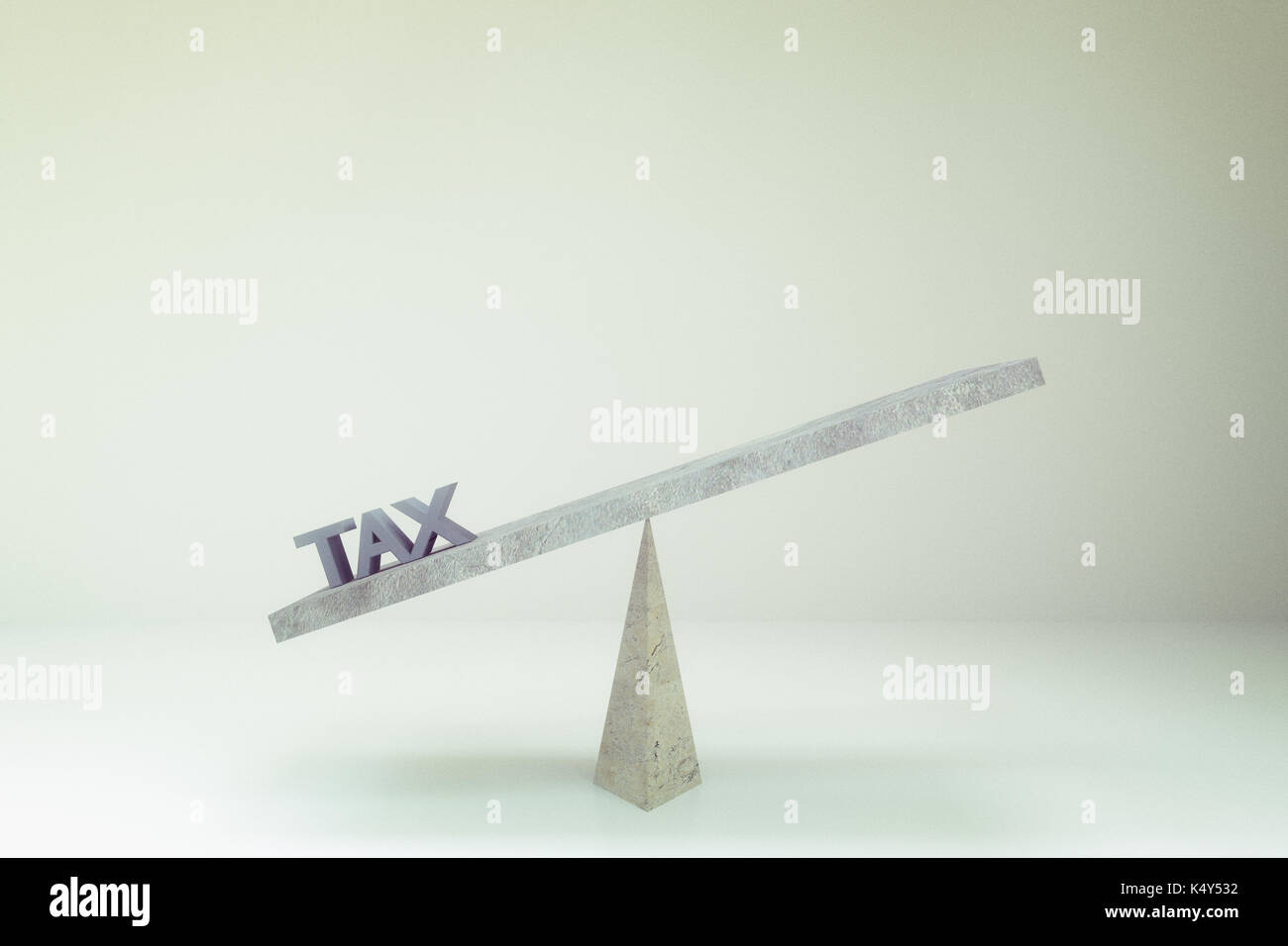 3d rendering of Tax blocks on balance board Stock Photo - Alamy