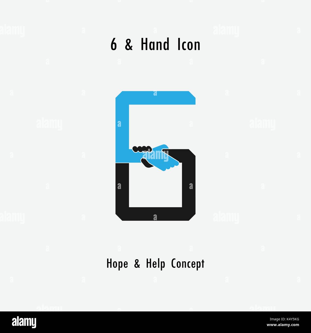 Creative 6- Number icon abstract and hands icon design vector template ...
