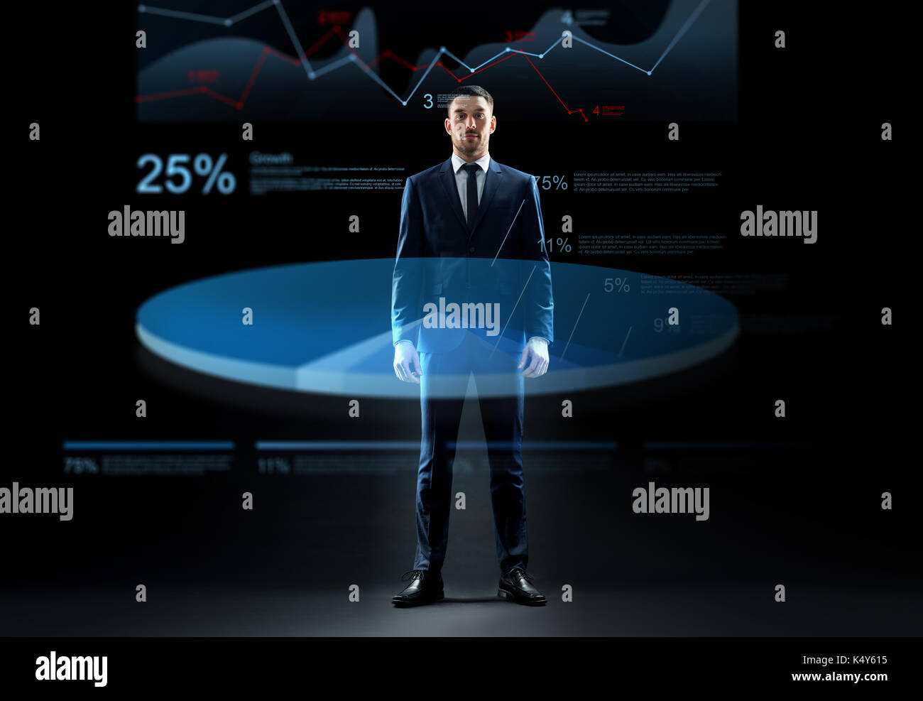 businessman in suit with virtual chart hologram Stock Photo - Alamy