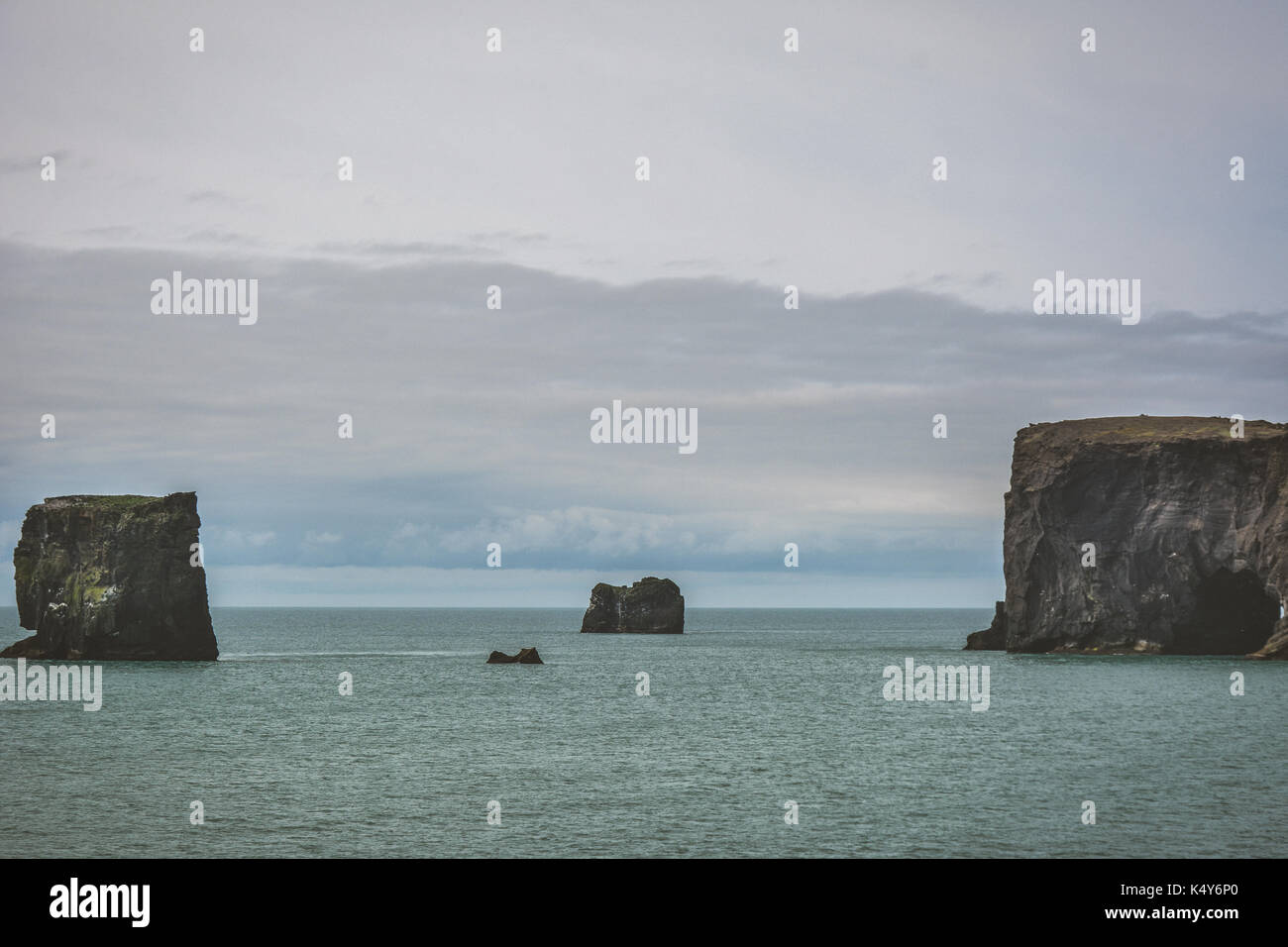 Rocks formation on Dyrholaey cape near Vik town, Iceland in summer ...