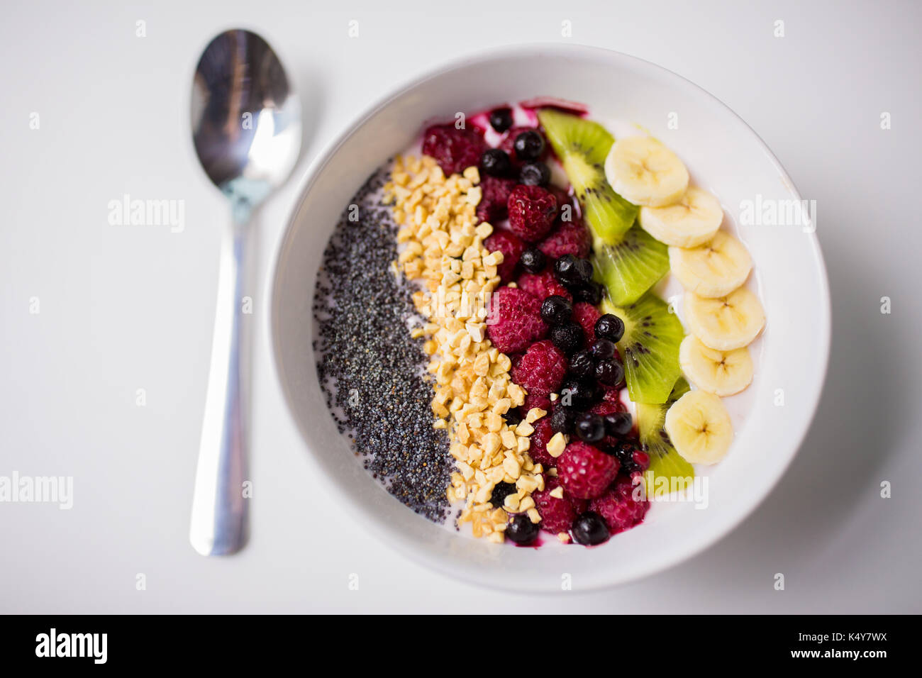 Yoghurt fruit seeds top view hi-res stock photography and images - Alamy