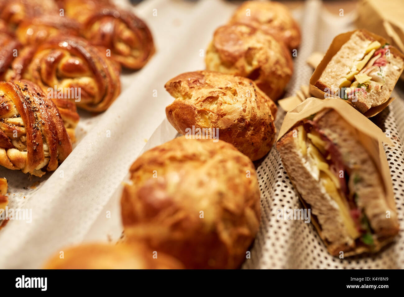 close up of bread, buns, pies and sandwiches Stock Photo - Alamy