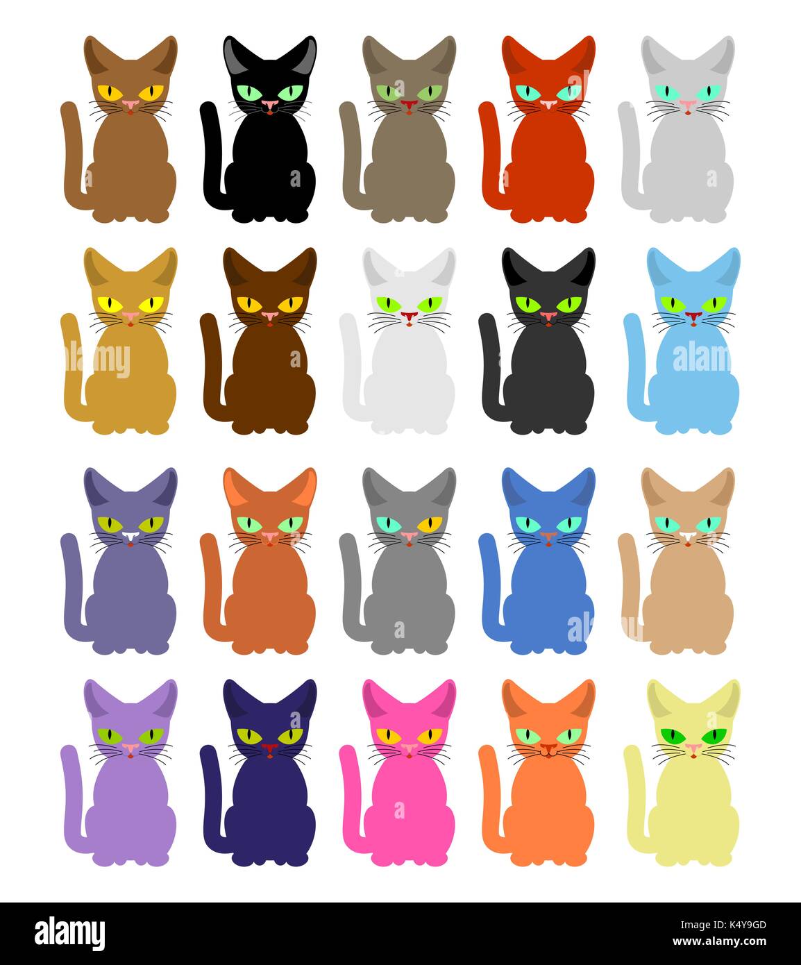 Cat set. Many colored cats. Vector illustration Stock Vector Image ...
