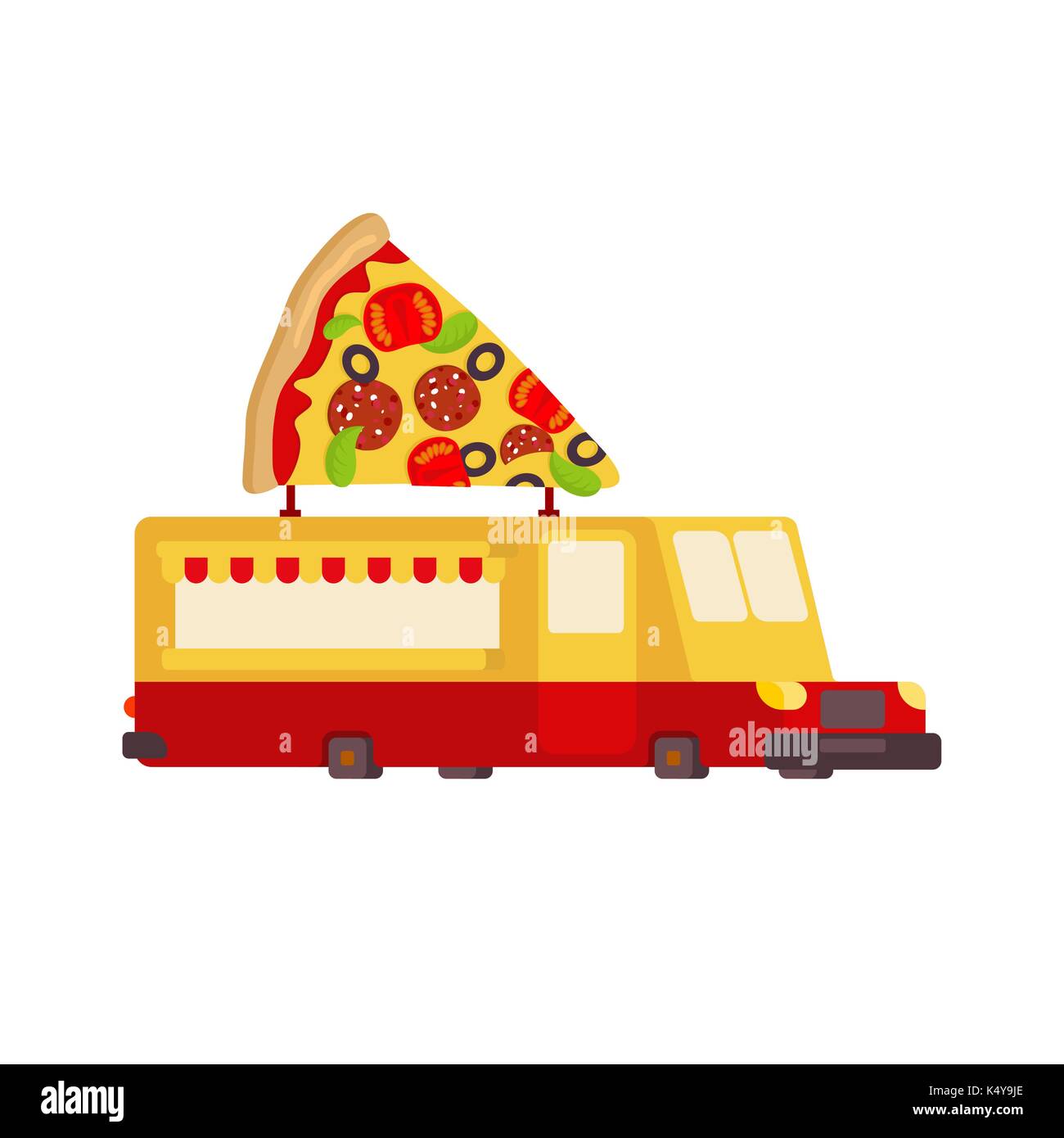 Pizza car food truck. Fast food car. Vector illustration Stock Vector ...