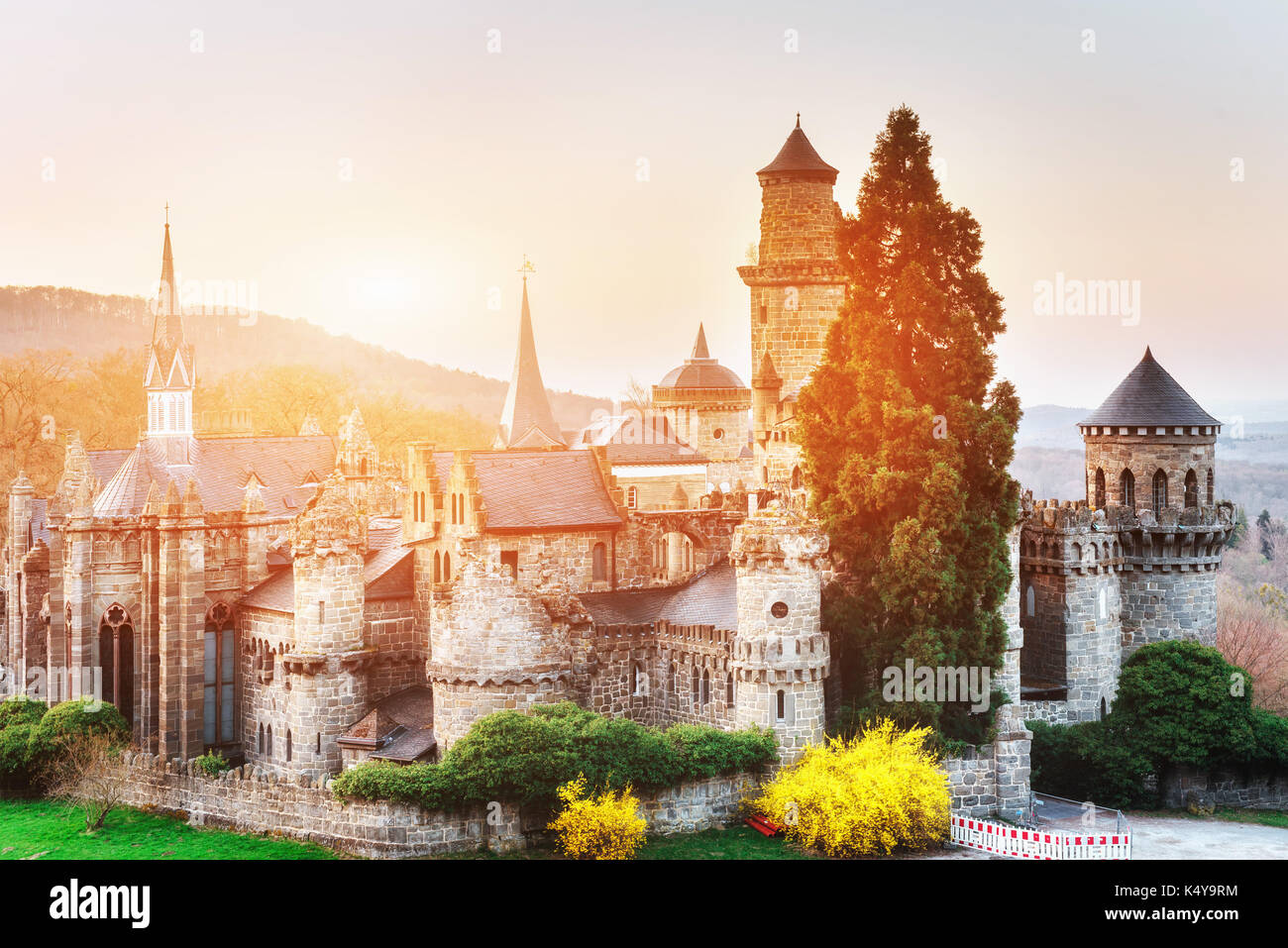 View of the antique castle in the sun Stock Photo - Alamy