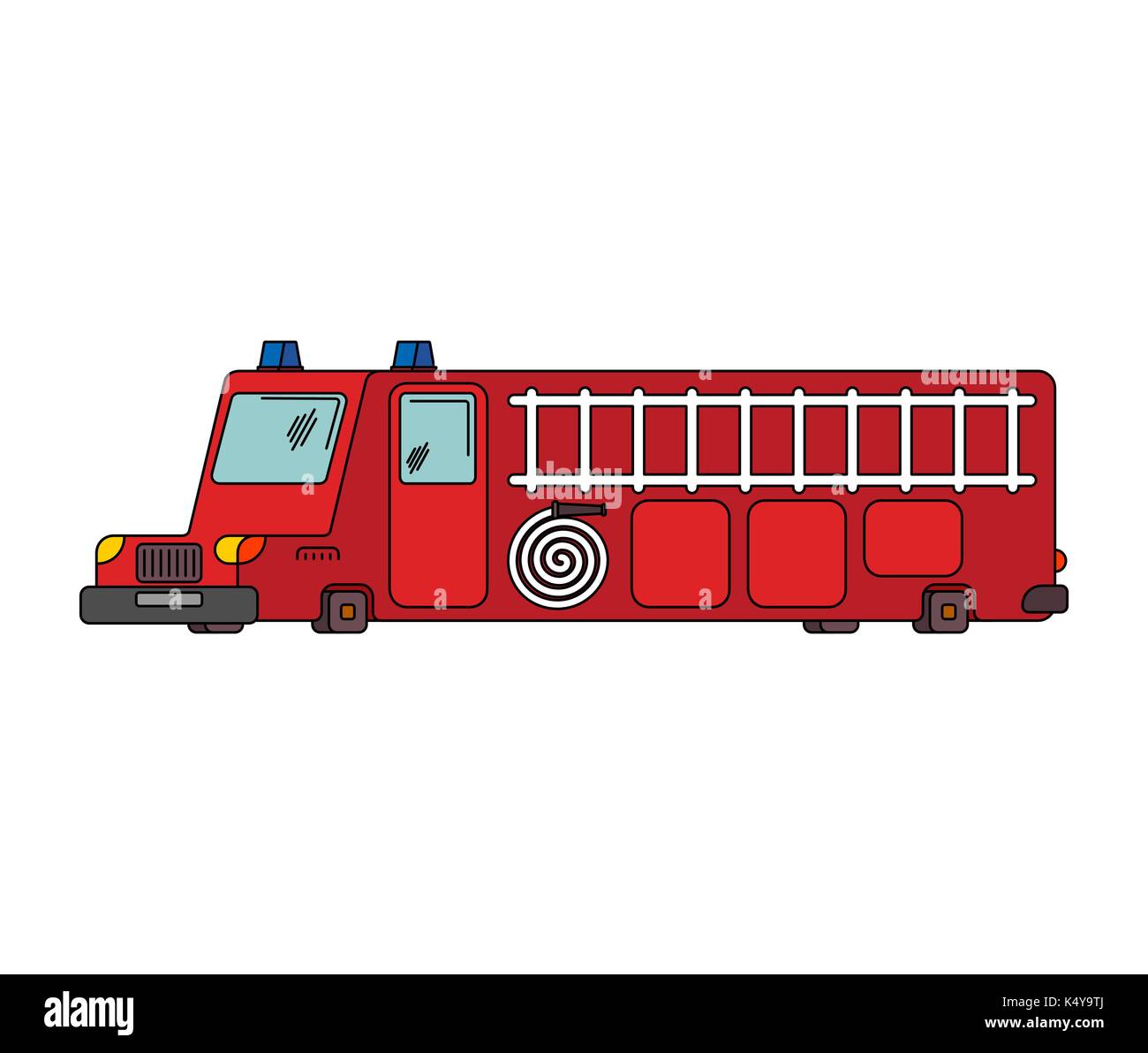 Fire engine car cartoon style. Big red car vector illustration Stock ...