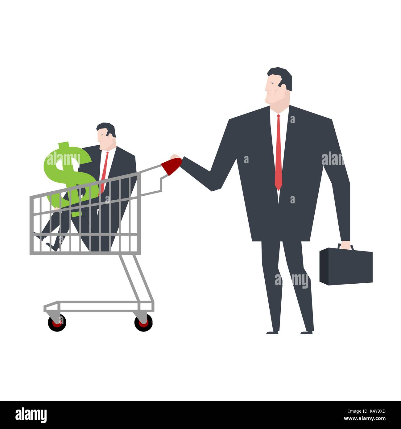 Business family in store go shopping. Manager in cart. Vector ...