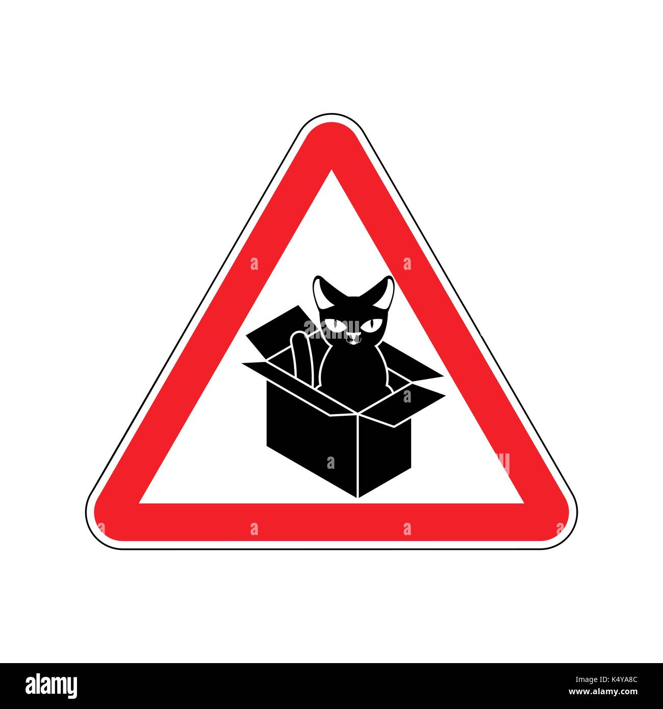 Attention cat in box. Forbidden home pet in box. Caution sign Stock ...