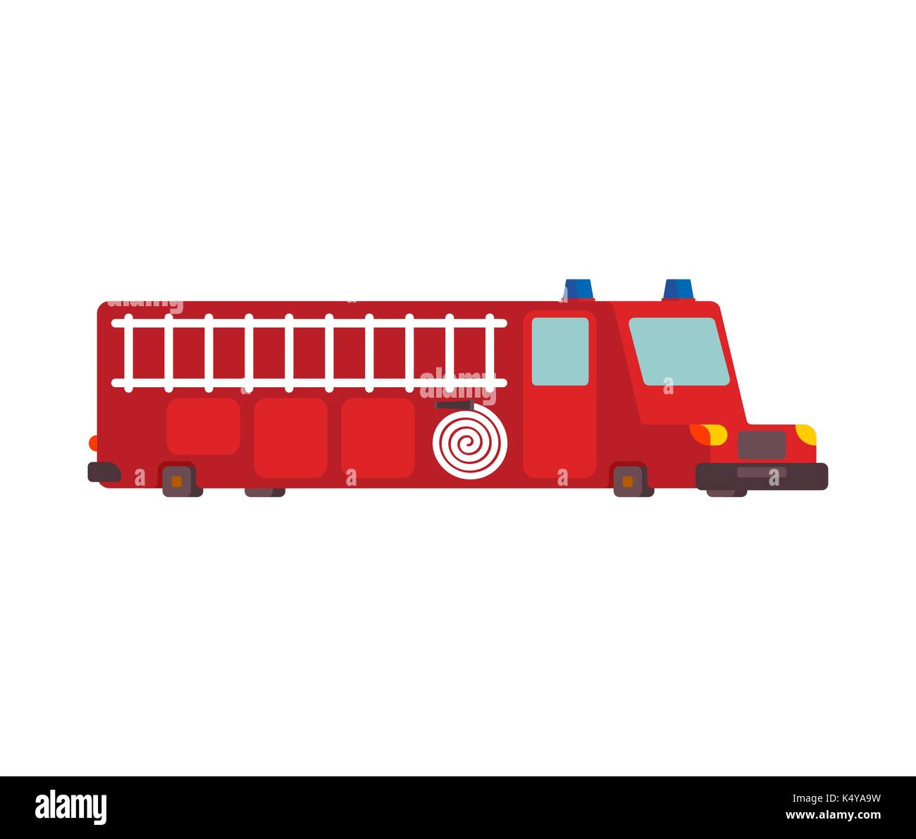 Fire engine car cartoon style. Big red car vector illustration Stock ...