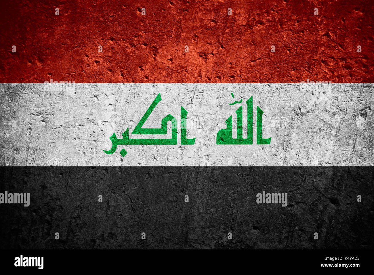 flag of Iraq or Iraqi flag on scratched rough texture Stock Photo - Alamy
