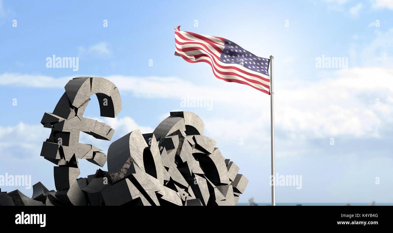 Digital composite of Broken concrete stone with euro symbol and ...