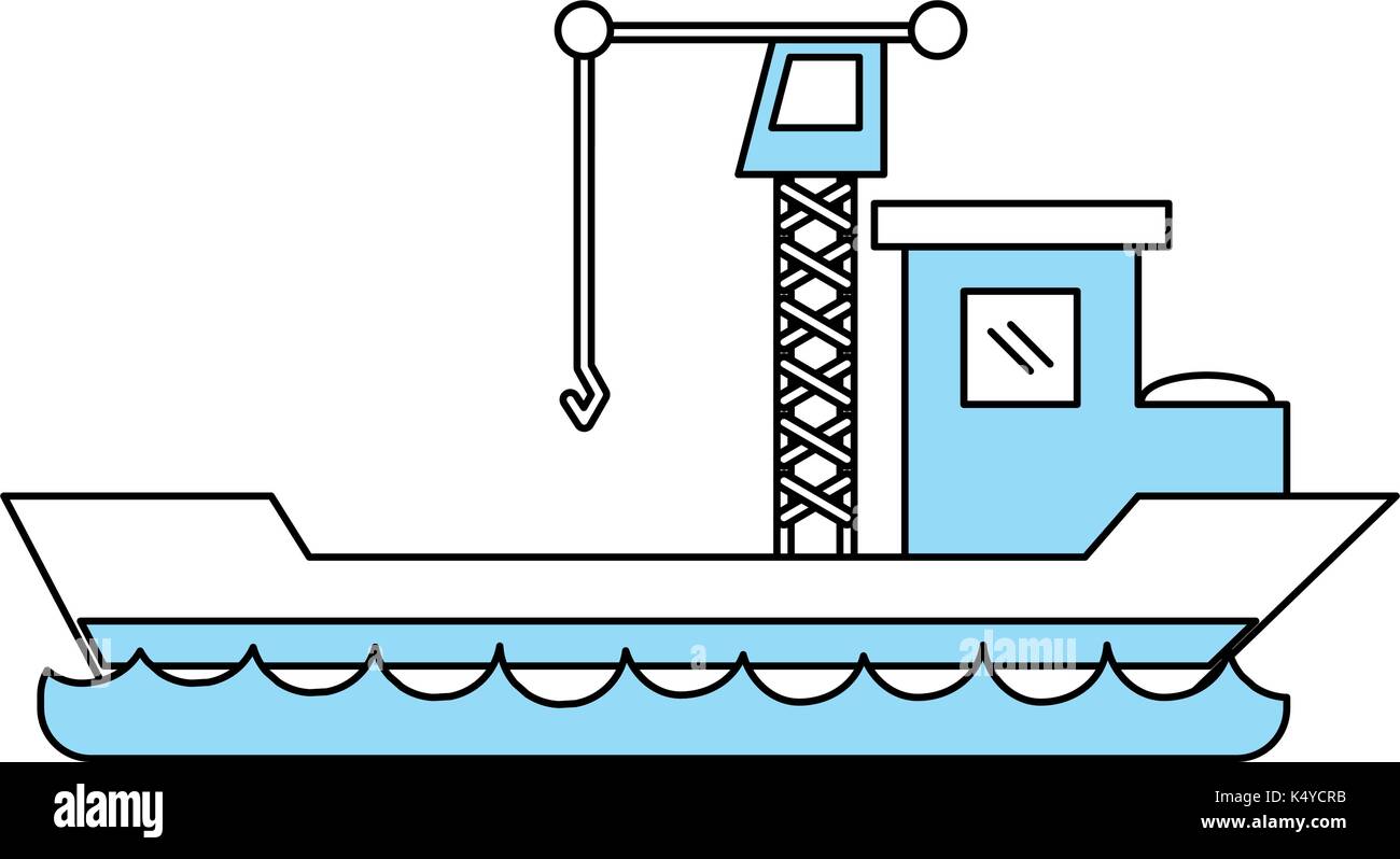 crane cargo ship with containers industry related icon image Stock ...