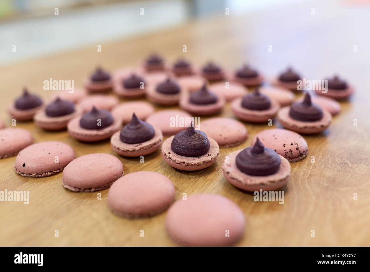 macarons on table at confectionery or bakery Stock Photo - Alamy