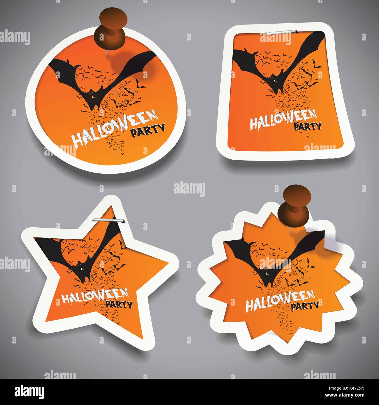 Set of Halloween Paper Cut Tags, Labels or Speech Bubbles with Flying ...