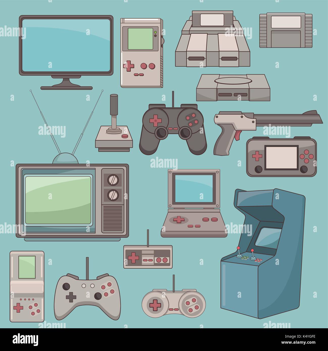 Classic videogames and console icons Stock Vector Image & Art - Alamy