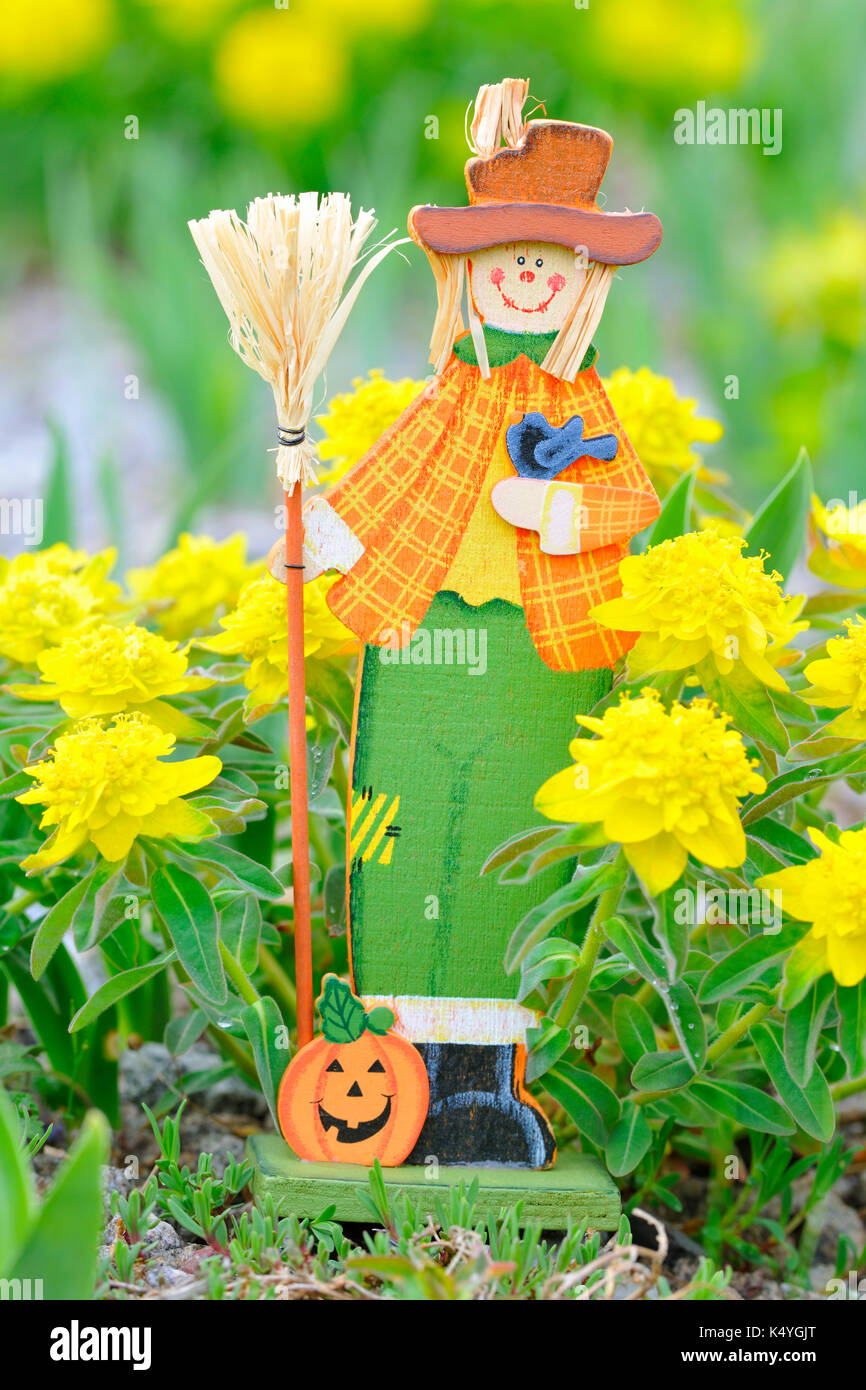Garden decoration, manikin made of wood and bast Stock Photo - Alamy
