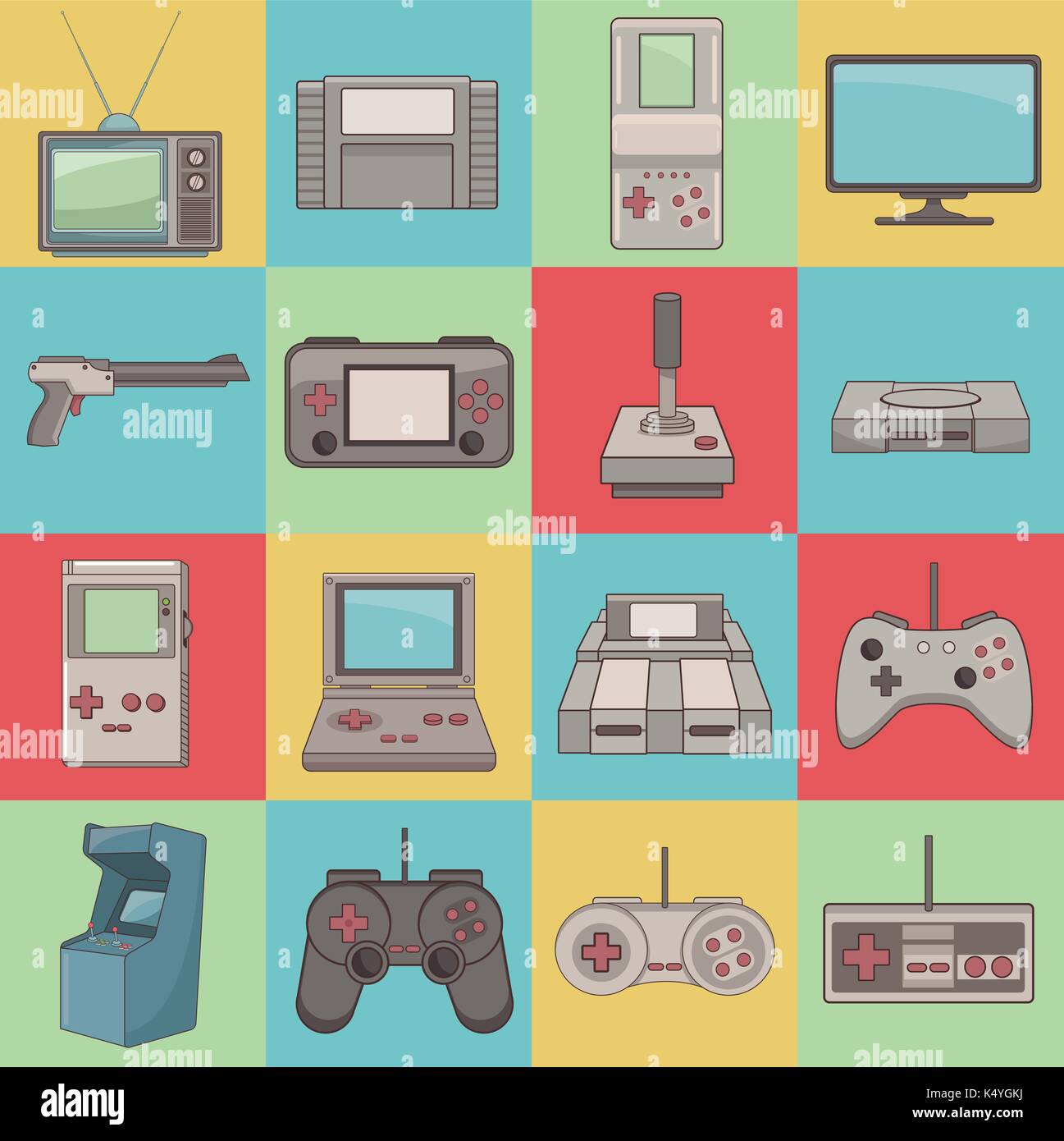 Classic videogames and console icons Stock Vector Image & Art - Alamy