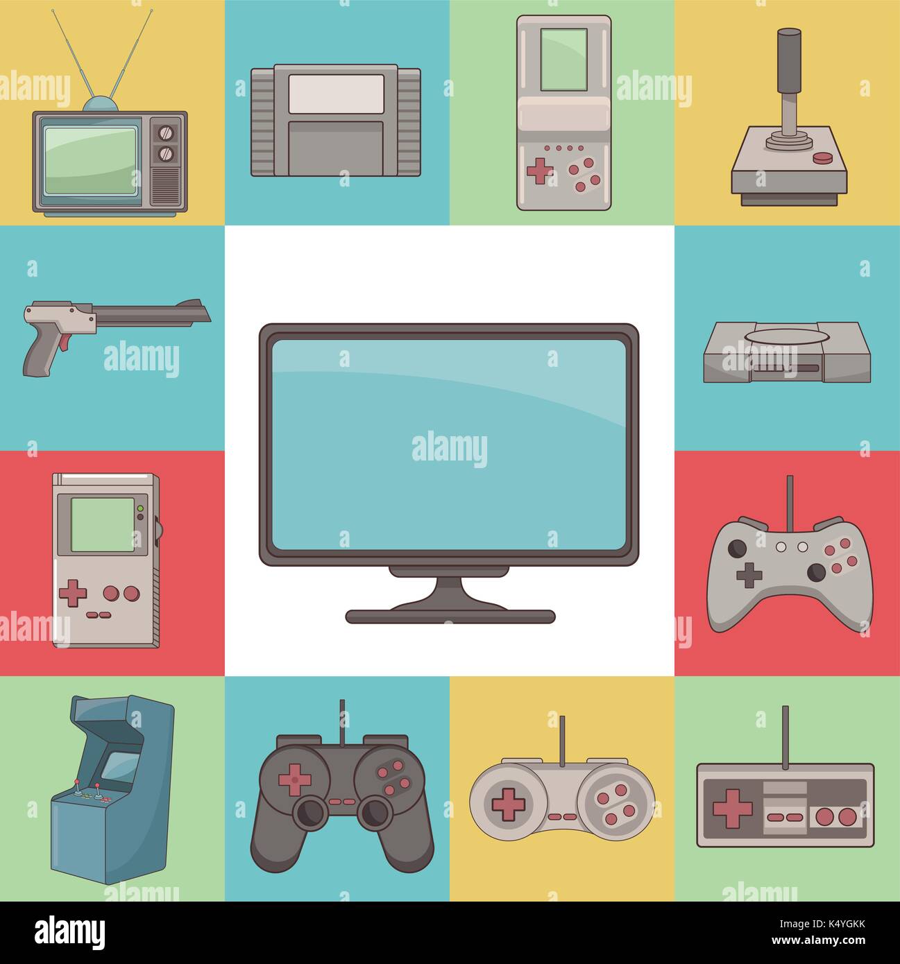 Classic videogames and console icons Stock Vector Image & Art - Alamy