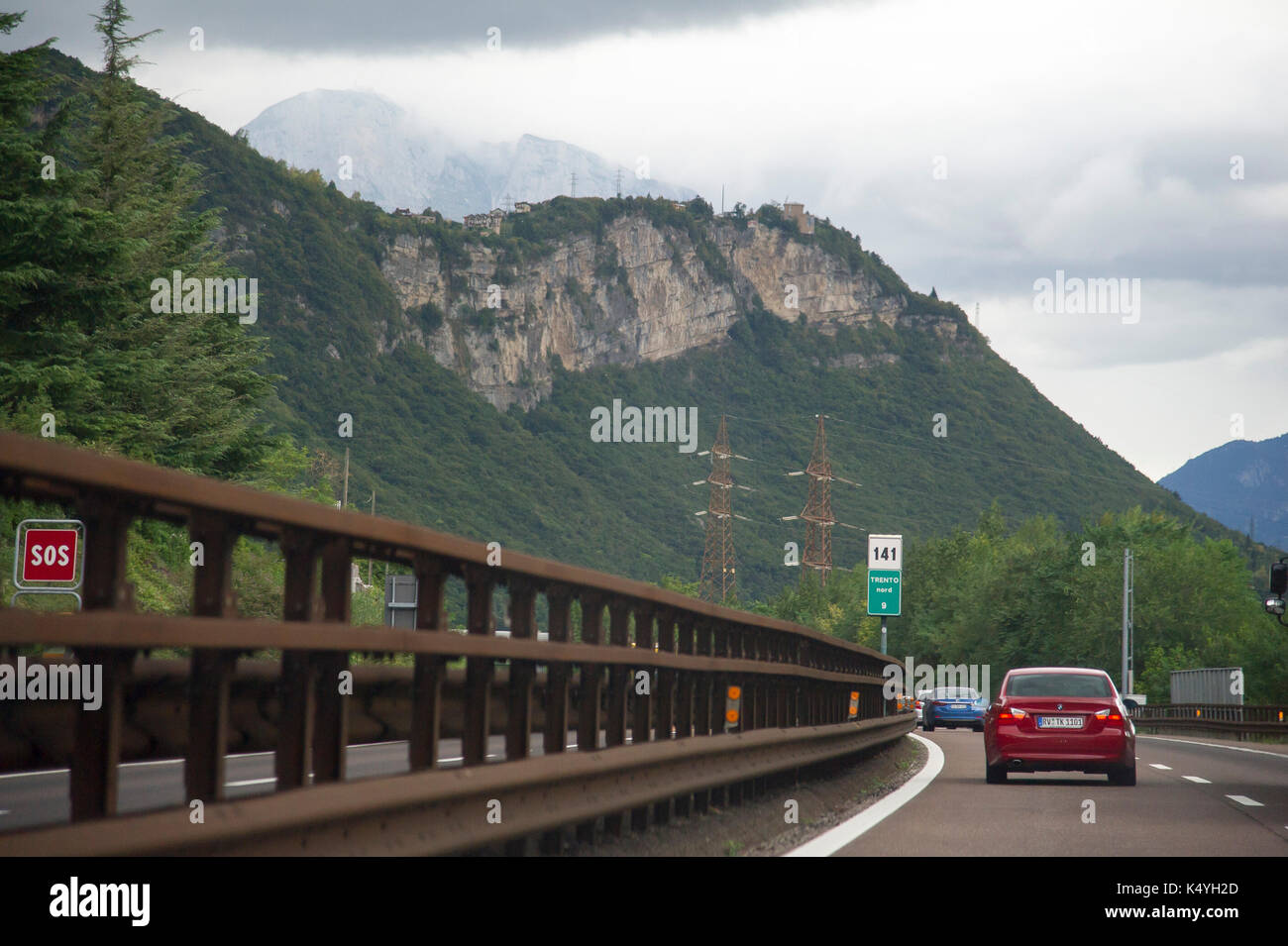 Alps seen from Autostrada del Brennero A22 in Trento/Trient, Trentino ...