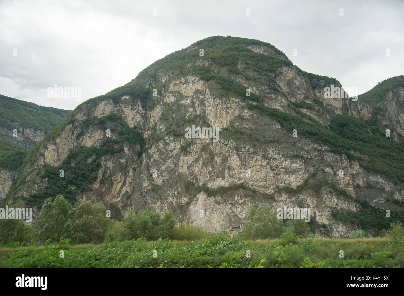 Alps seen from Autostrada del Brennero A22 in Trentino-Alto Adige ...