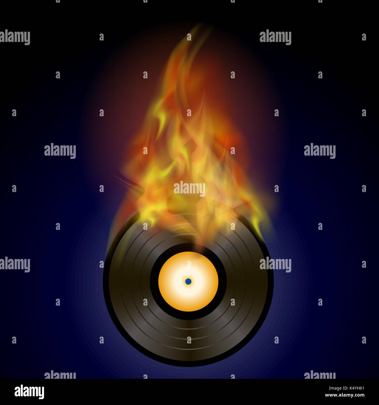 Burning Vinyl Disc with Fire Flame Stock Vector Image & Art - Alamy