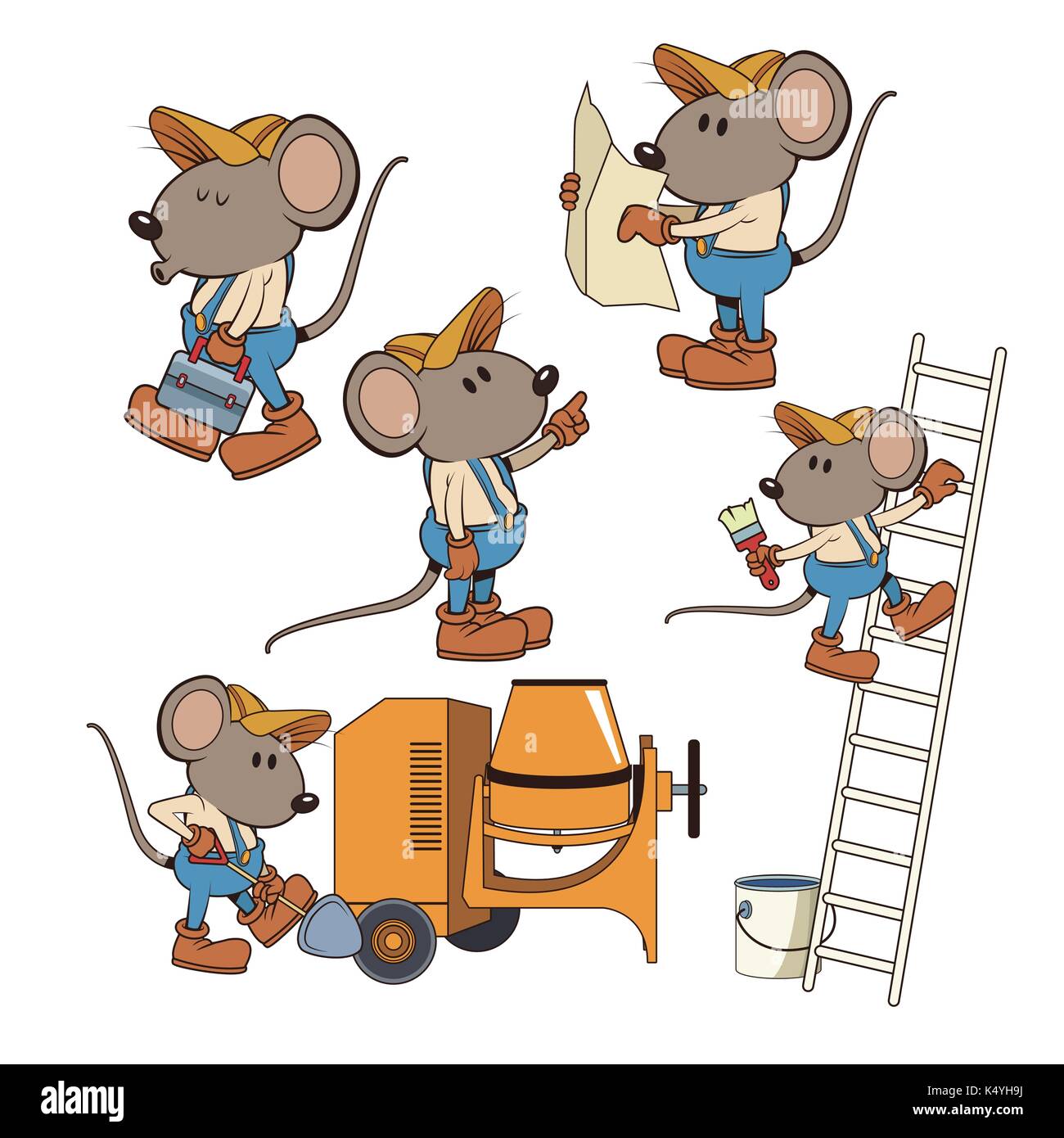 Construction mouse workers funny cartoon Stock Vector Image & Art - Alamy