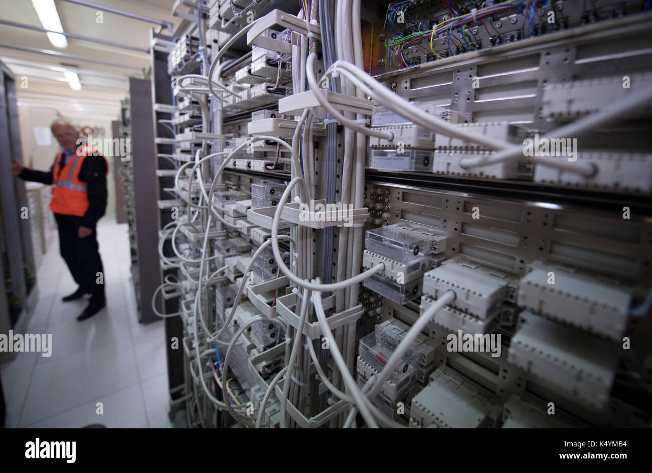 View of the computer controlled interior of an interlocking system of ...