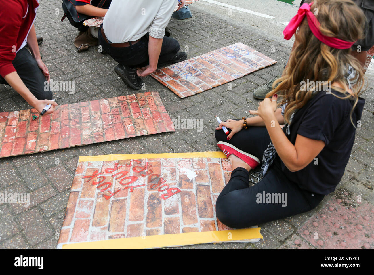 London, UK. 7th Sept, 2017.Protest at the DSEI Arms Fair. Free movement ...