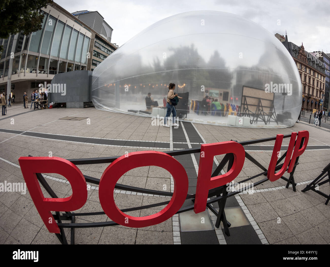 View of an inflatable and accessable bubble made of transparent plastic ...