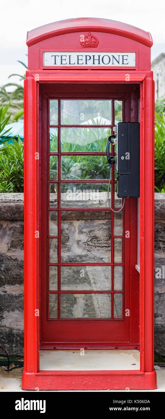 Old classic British red phone booths in Bermuda Stock Photo - Alamy