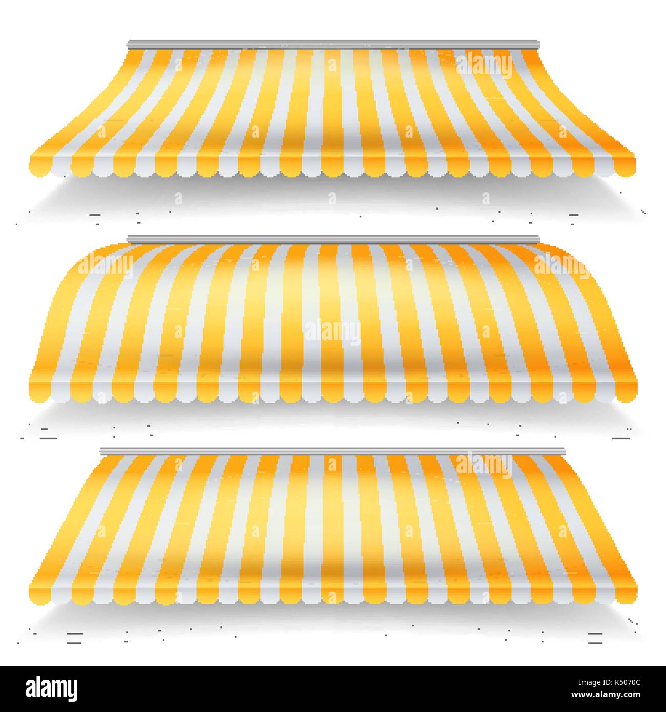Striped Awnings Vector Set. Large Striped Awnings For Shop And Market ...