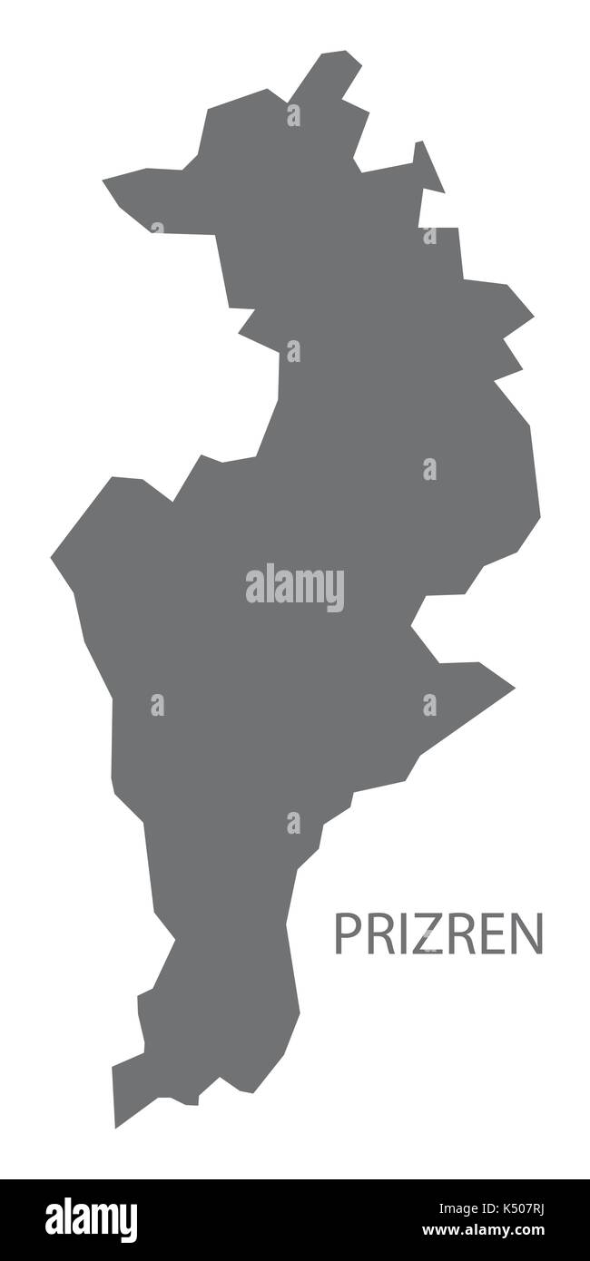 Prizren Kosovo district map grey illustration silhouette shape Stock ...