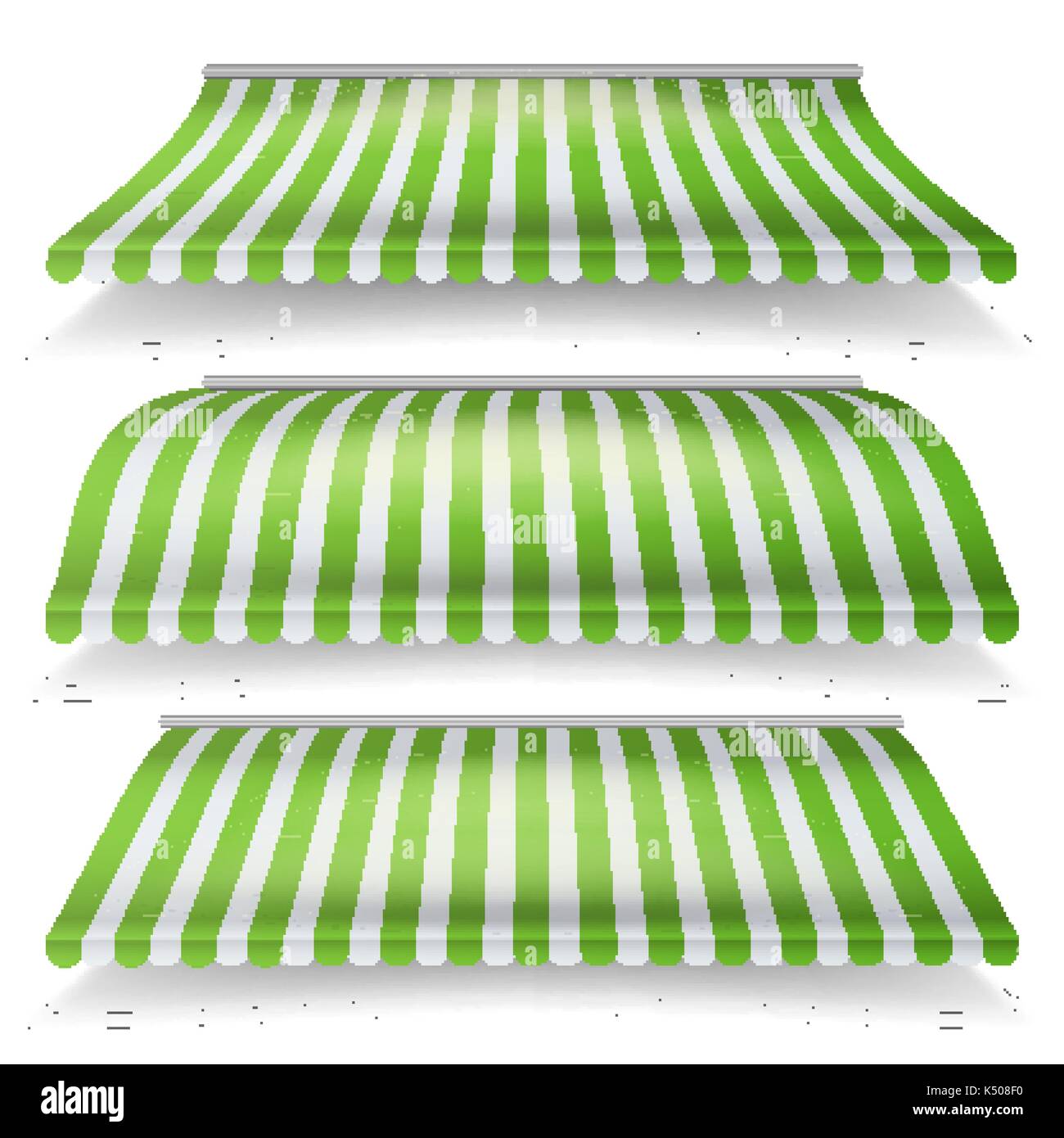 Striped Awnings Vector Set. Large Striped Awnings For Shop And Market ...