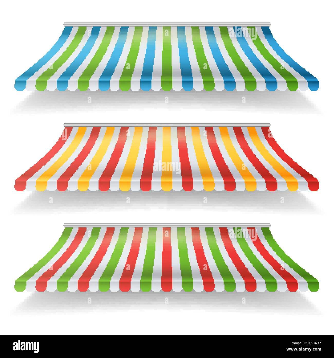 Awnings Vector Set. Different Forms. For Market Store. Isolated On ...