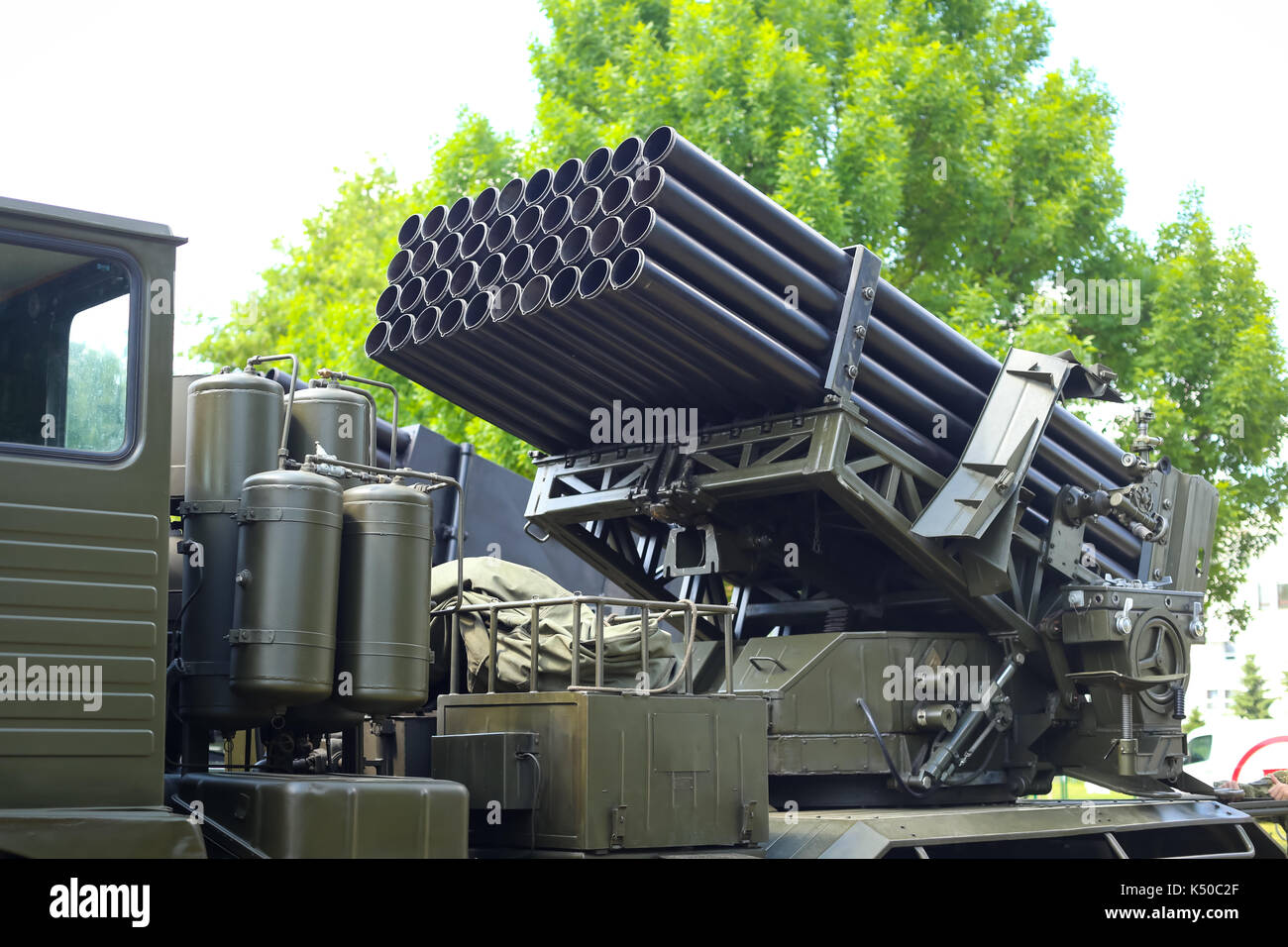 ZAGREB, CROATIA - MAY 28, 2017 : Multiple Launch Rocket System BM-21 ...