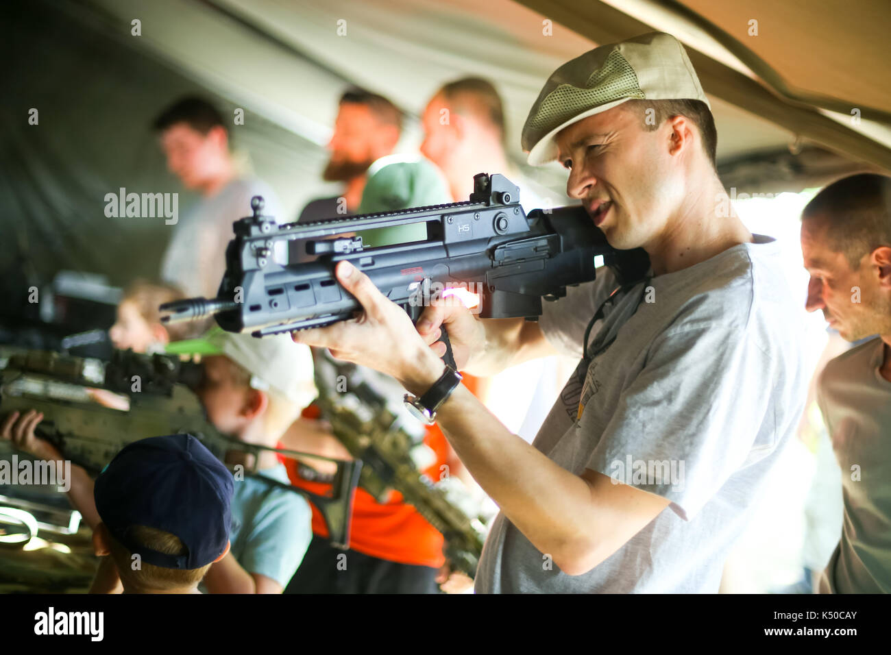ZAGREB, CROATIA - MAY 28, 2017 : A man checking the VHS K2 ...