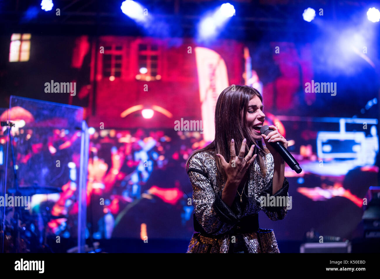The Italian singer Bianca Atzei performs in Carmagnalo at the ...