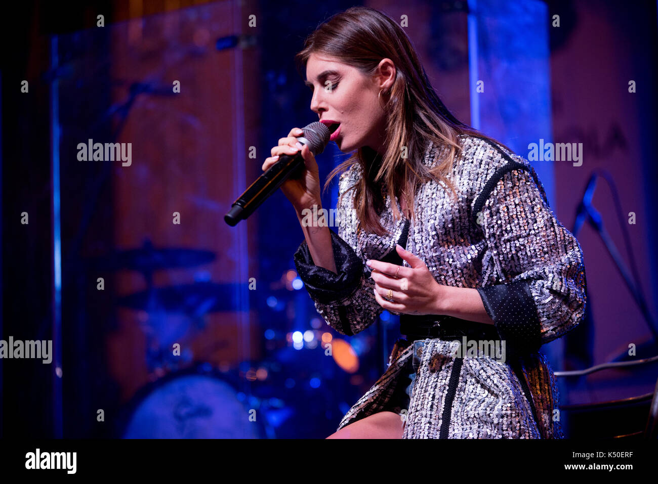The Italian singer Bianca Atzei performs in Carmagnalo at the ...
