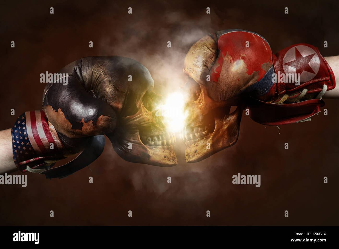 Political Crisis between North Korea and USA symbolized with Boxing ...