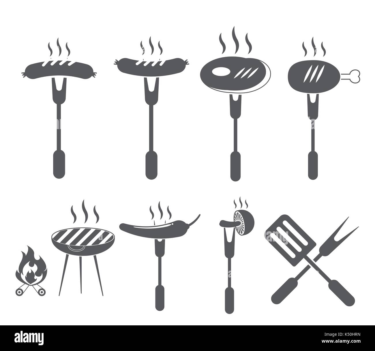 set of grill barbecue icon symbol vector illustration Stock Vector ...