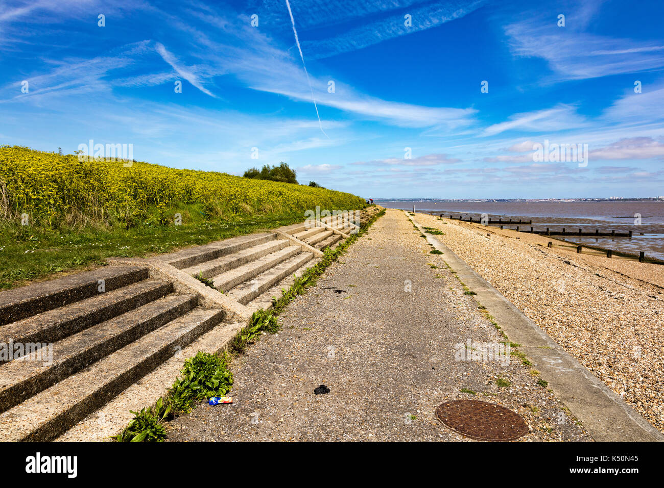 Converging lines of the promenade at Grain village on the Isle of Grain ...