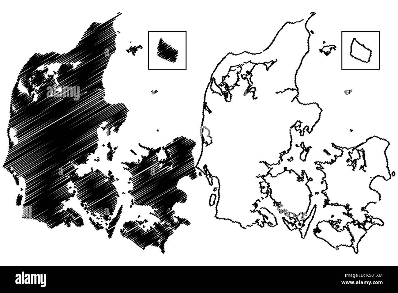 Denmark map vector illustration, scribble sketch Denmark Stock Vector ...